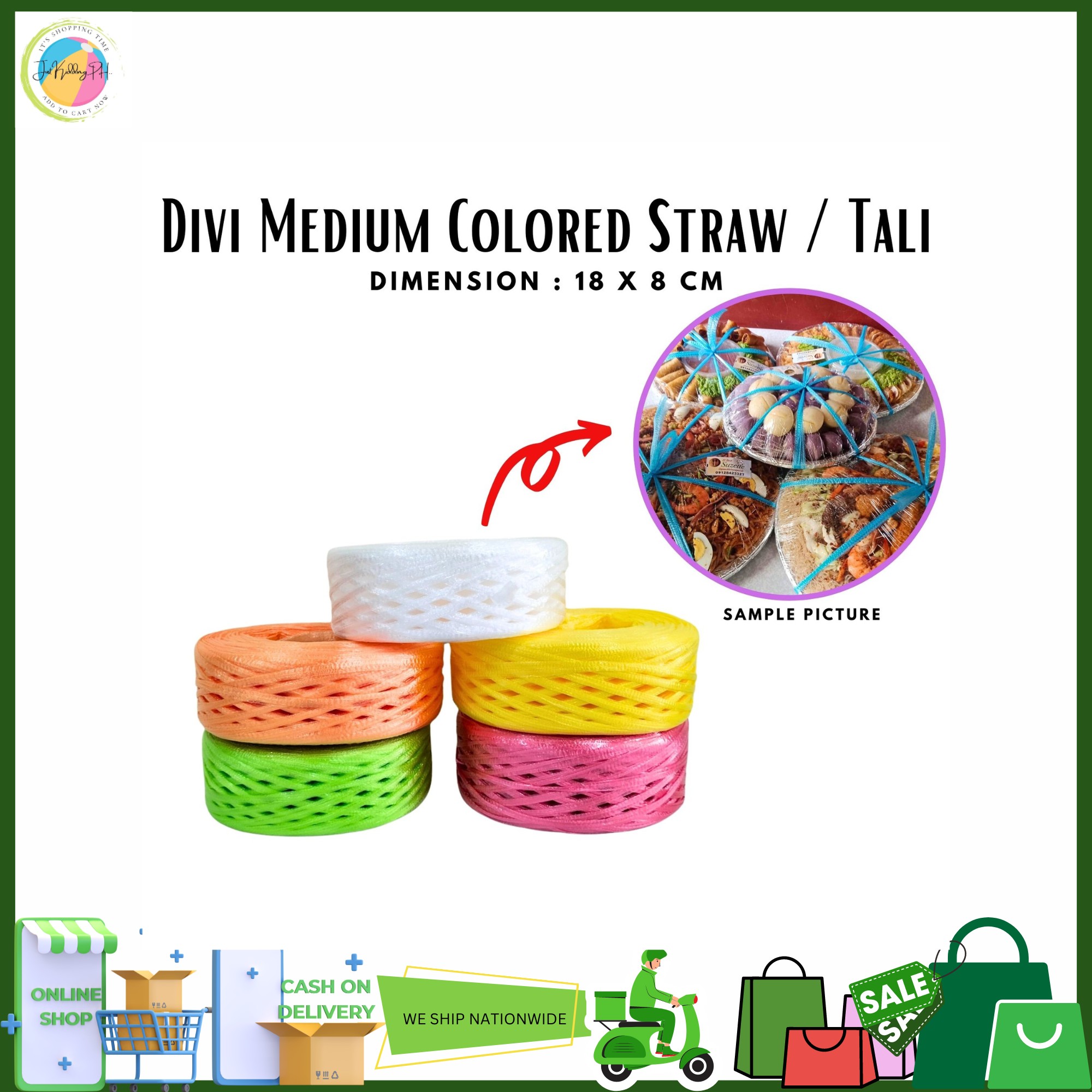BUY 6 DIVI SMALL COLORED STRAW / TALI/BUY 6 DIVI MEDIUM COLORED STRAW ...