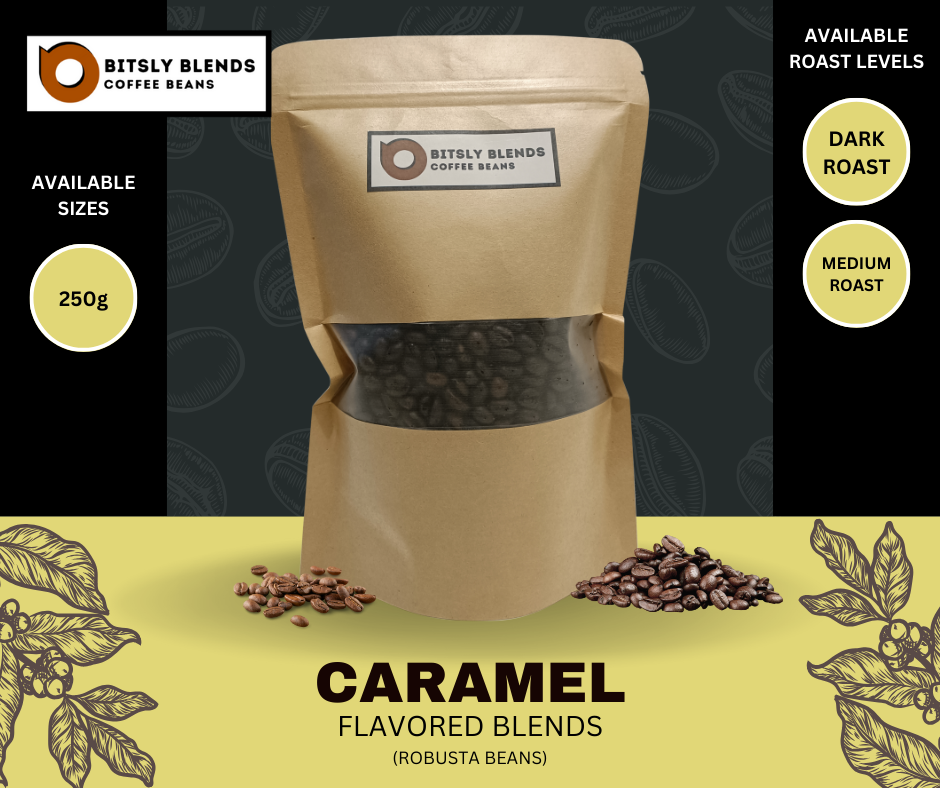 250g Flavored Robusta, Roasted Coffee Beans Fresh, caramel, hazelnut, espresso, non-espresso ...