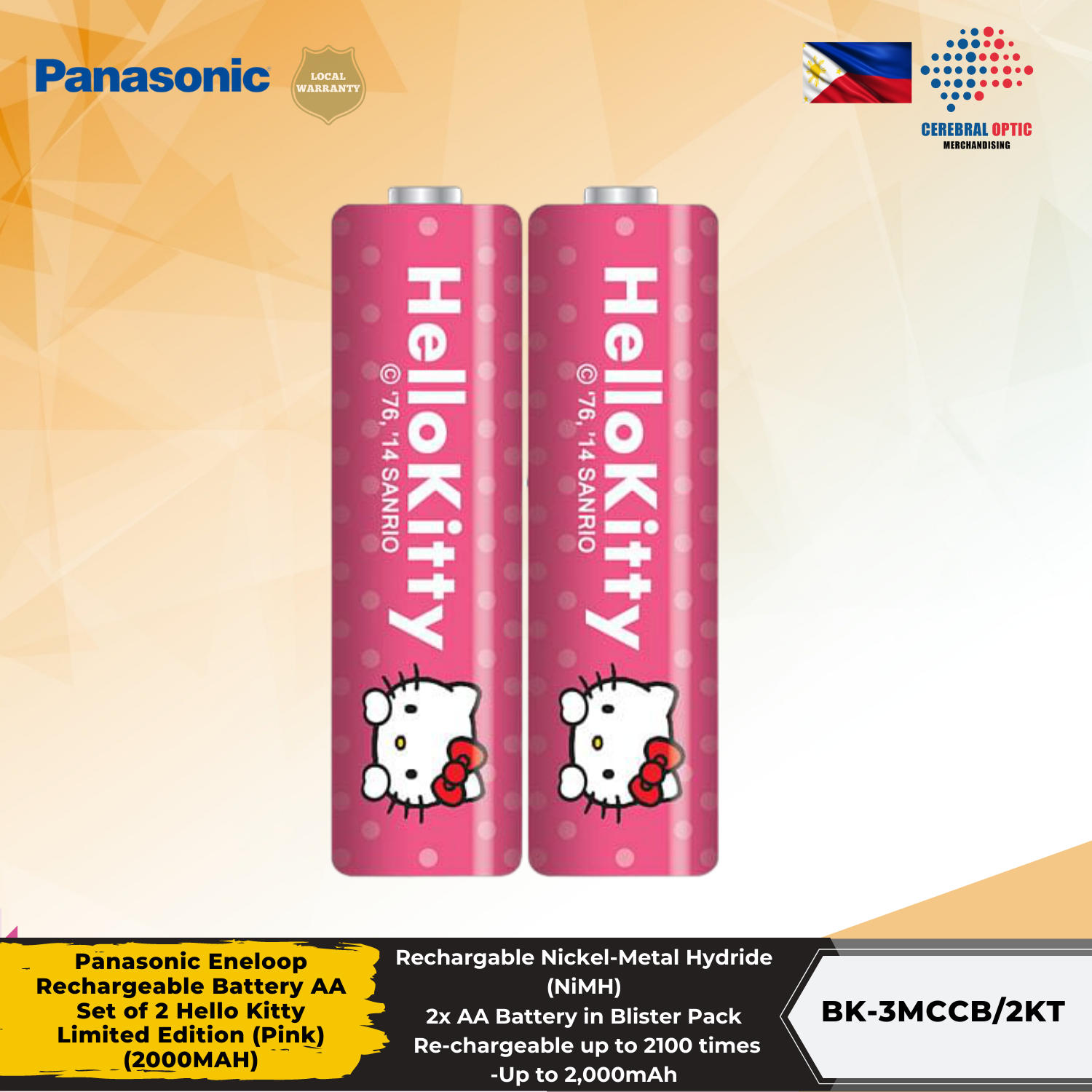 Panasonic Eneloop 2000mAh Hello Kitty AA Rechargeable Battery ...