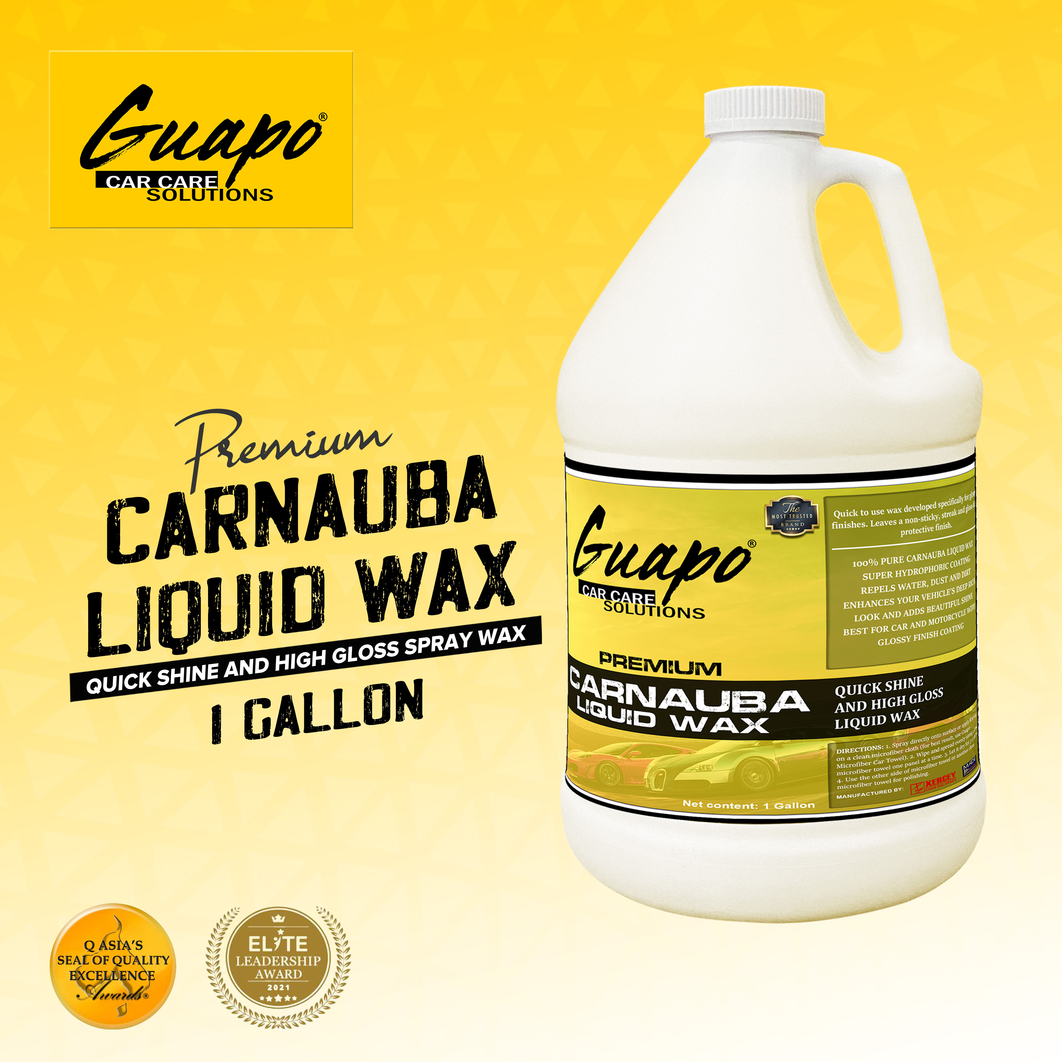 Guapo Car Care Solutions 1 Gallon Premium Carnauba Liquid Wax / Pure Carnauba Liquid Wax / Car ...