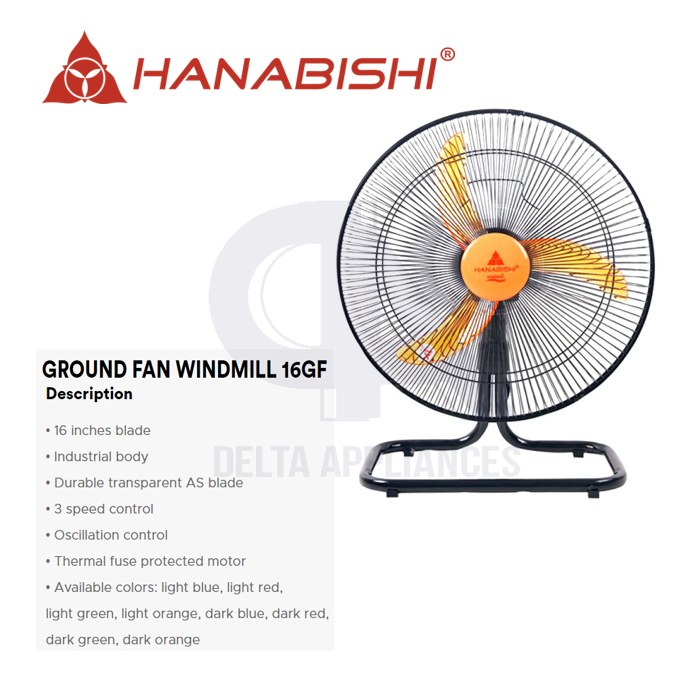 Hanabishi Windmill 16GF Ground Fan (Assorted Colors) | Lazada PH