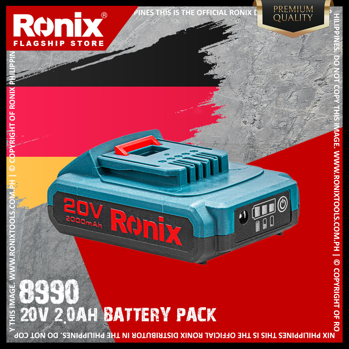 🇩🇪 Ronix 8990 20V 2.0Ah battery pack for Brushless Ronix 89 series only ...