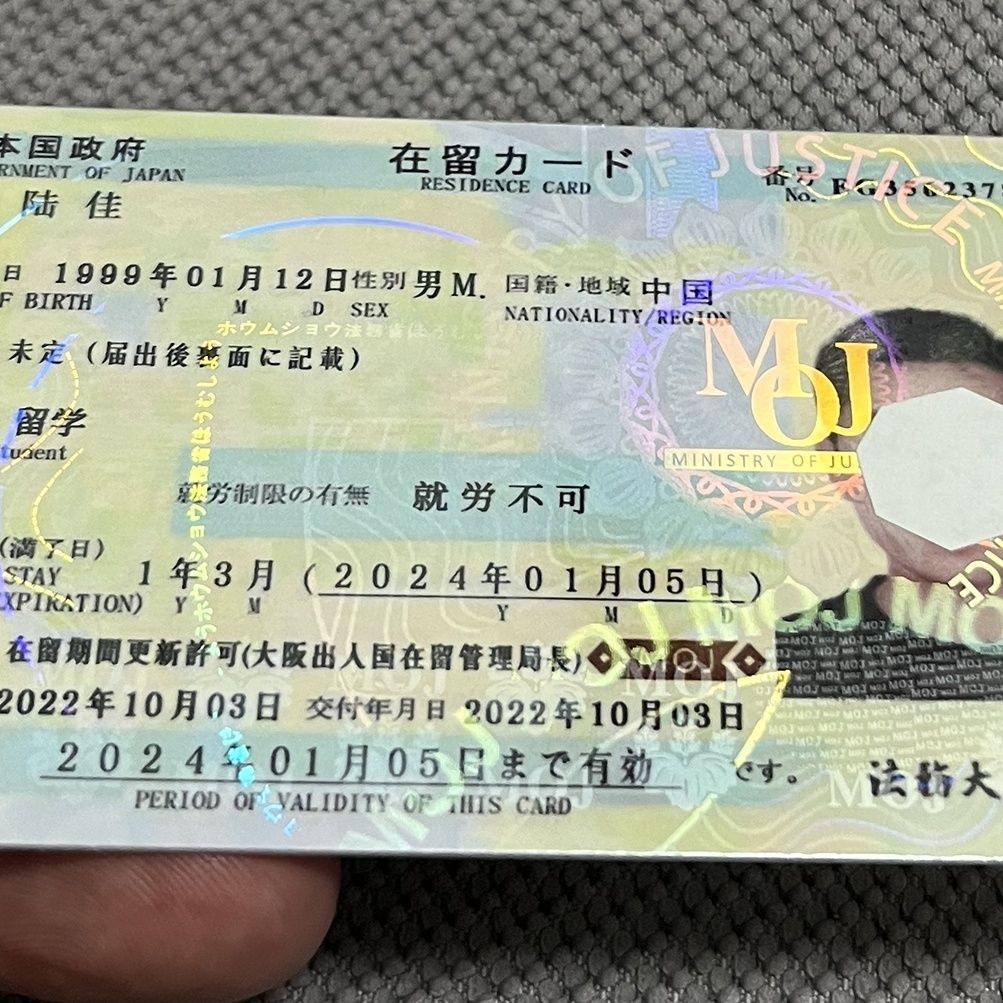 Private Custom Japanese Green Card pr Card Permanent Residence Study ...