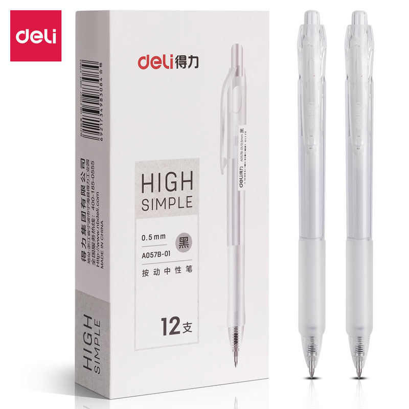 Deli Ballpen Press Gel Pen 0.35mm Full Needle Tube Black 1Pc A122 ...