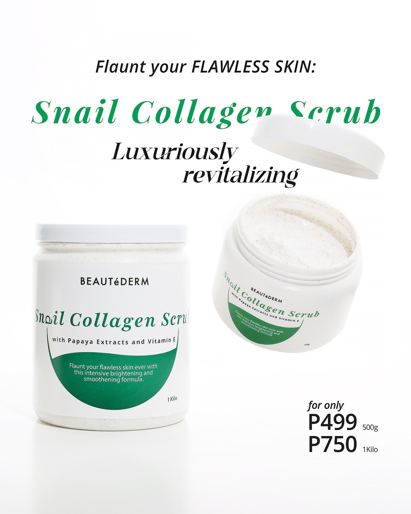 Beautederm Snail Collagen Scrub with Papaya Extracts, Vitamin E and ...
