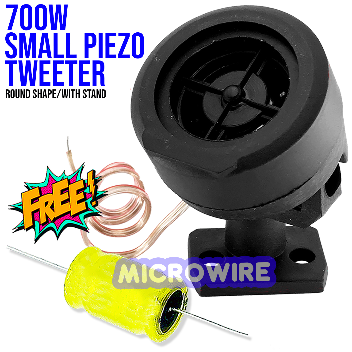 700W Small Piezo Tweeter Round Shaped With Stand (PAIR) With FREE Non ...