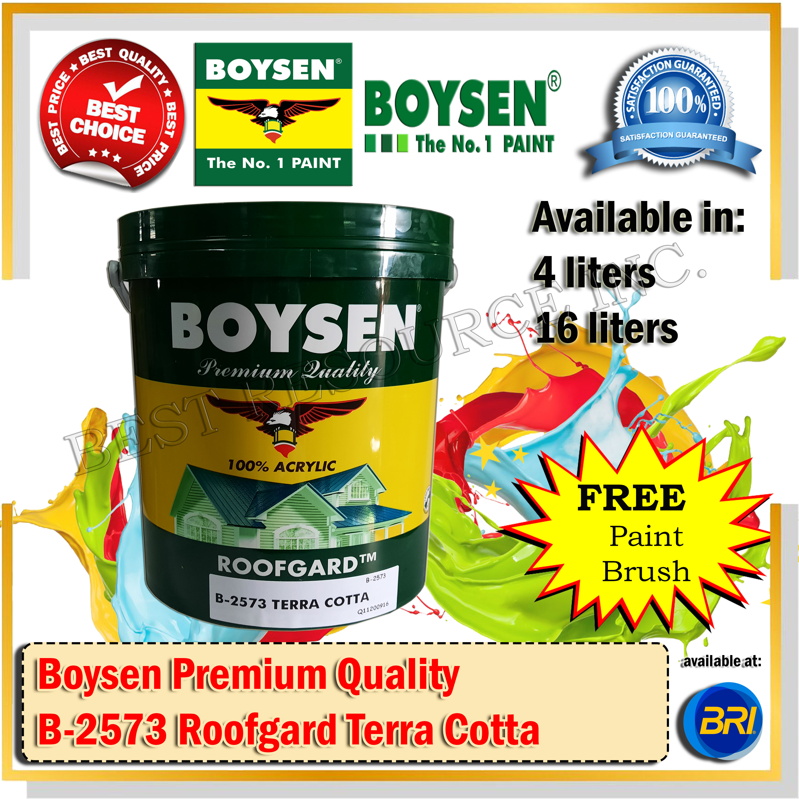 Boysen Premium Quality BS 2573 Roofgard Terra Cotta 4 liters | 16 ...