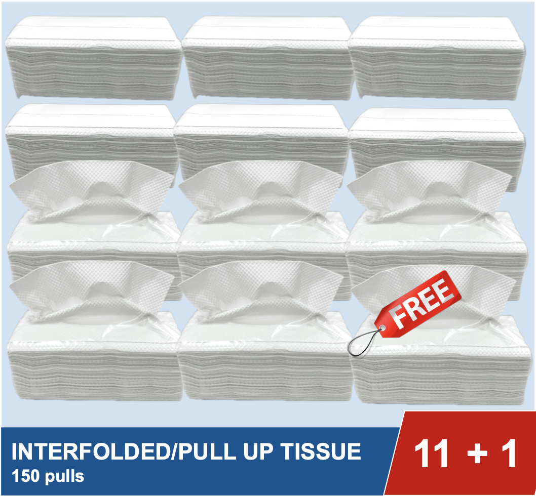 11 + 1 FREE Interfolded Facial Tissue 150 pulls Virgin Pulp [Paper ...