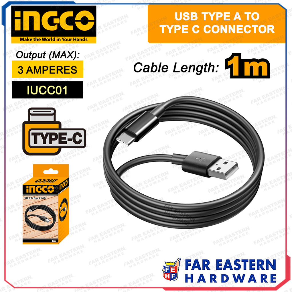 INGCO USB Type A to C Cable Charger Connector 1meter 3.0 IUCC01 INAC ...