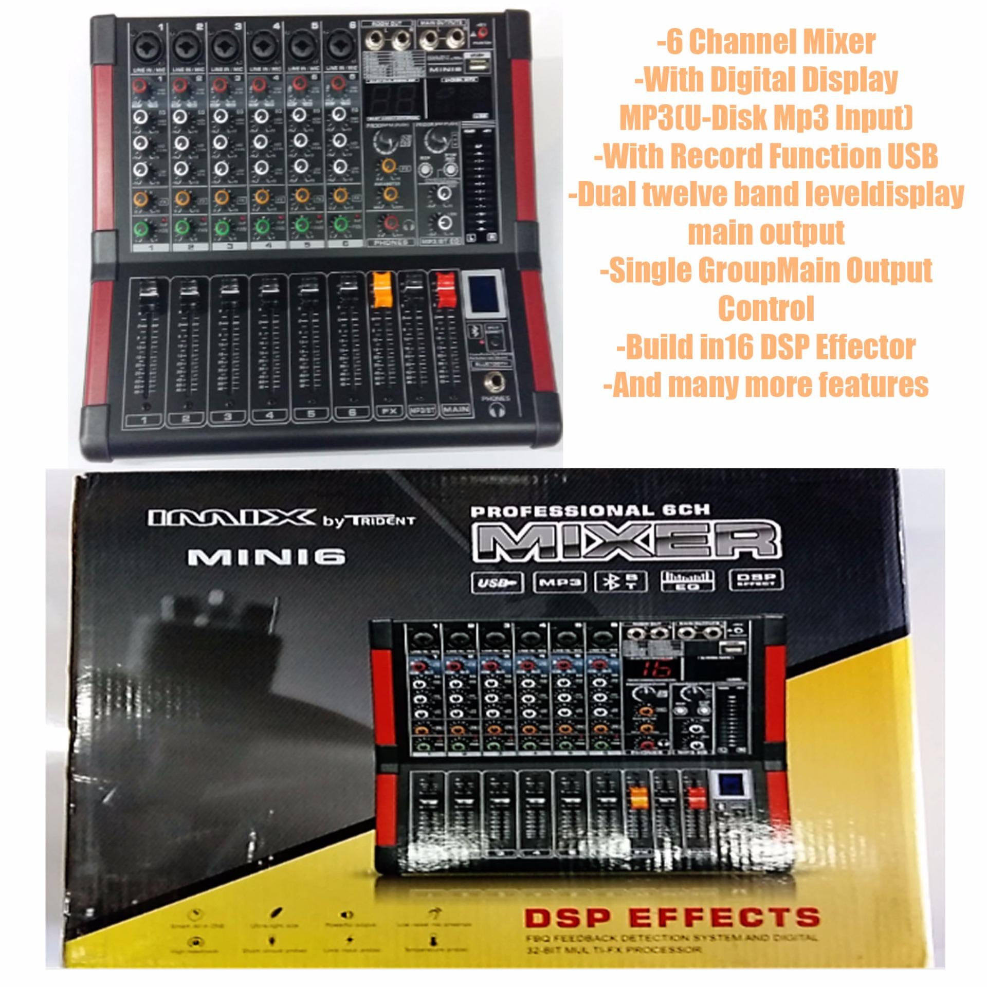 TRIDENT IMIX MINI6 Professional 6-Channel Mixer (Black) | Lazada PH