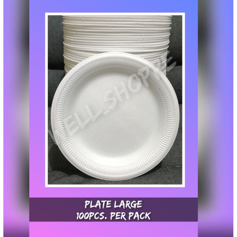 Styro Plate Large (100pcs per pack) | Lazada PH