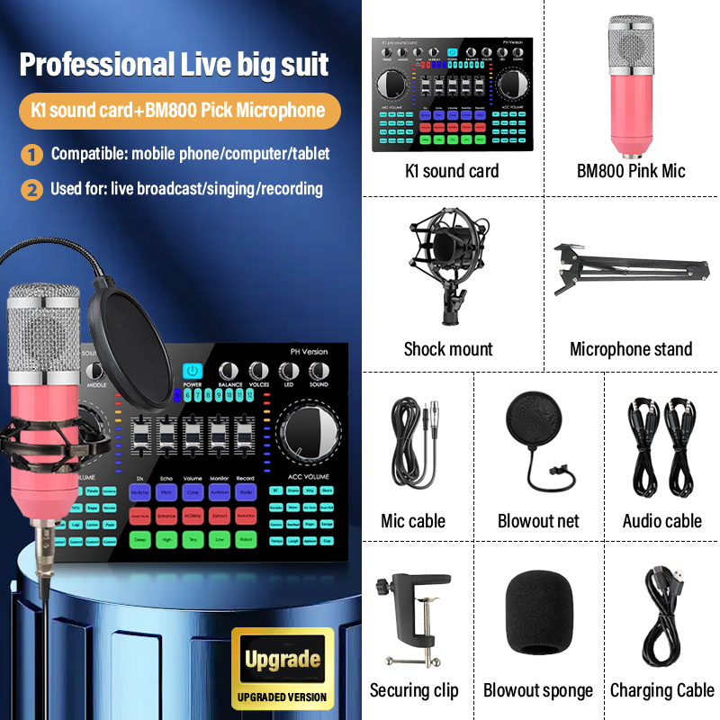 Professional K1 Live Sound Card Recording Voice Changer HIFI Bluetooth ...