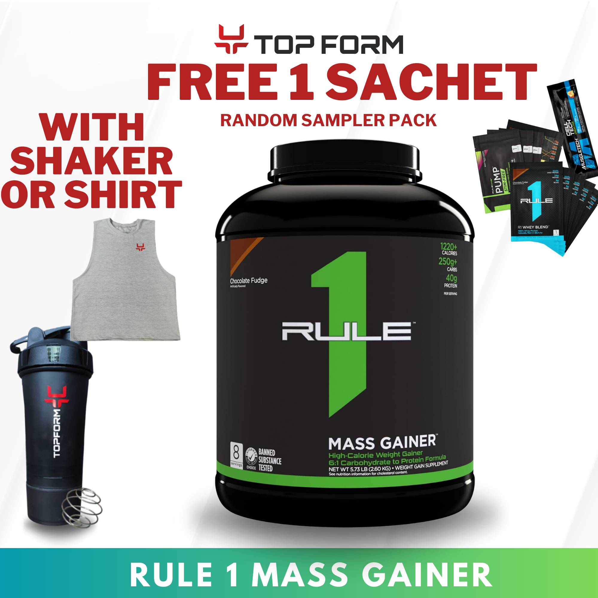 Rule 1 LBS Mass Gainer with Shaker 6lbs | Lazada PH
