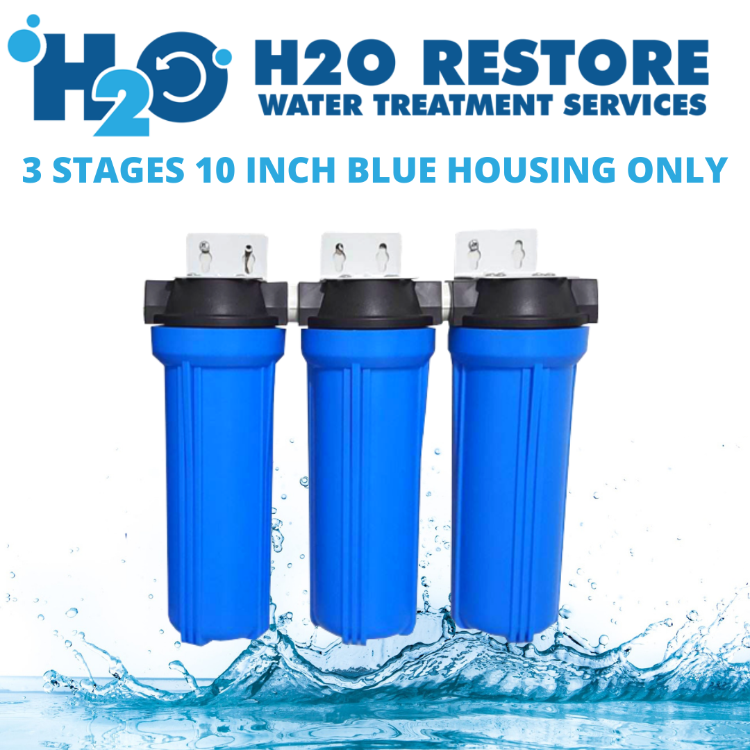 3 Stages Blue Filter Housing Only 10" x 2.75" Slim Type / Residential ...