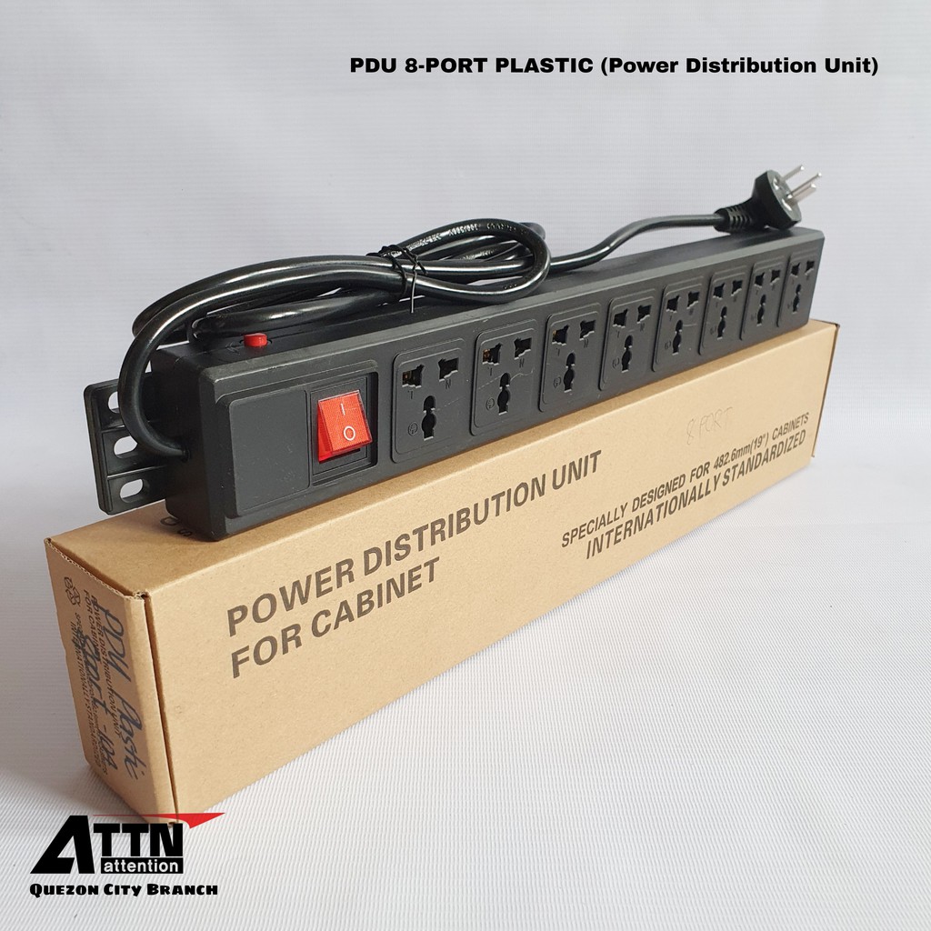 PDU 8-Port Plastic (Power Distribution Unit 1U Size, 8 Universal US ...