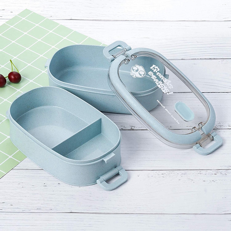 Lunch Box 2-Layer Bento Box and Cutlery Set Lunch Boxes for Kid Adult ...