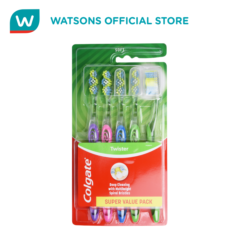 COLGATE Twister Toothbrush 3+2s Super Value Pack | Lazada PH