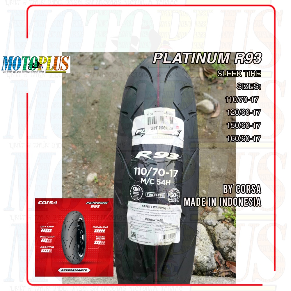 Sleek tire R93 PLATINUM 110 70 -17 120 60 -17 150 60 -17 160 60 -17 by ...