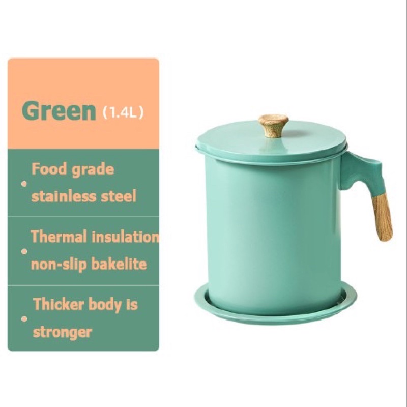 1.4L Stainless Steel Oil Container with Strainer Oil Filter Storage ...