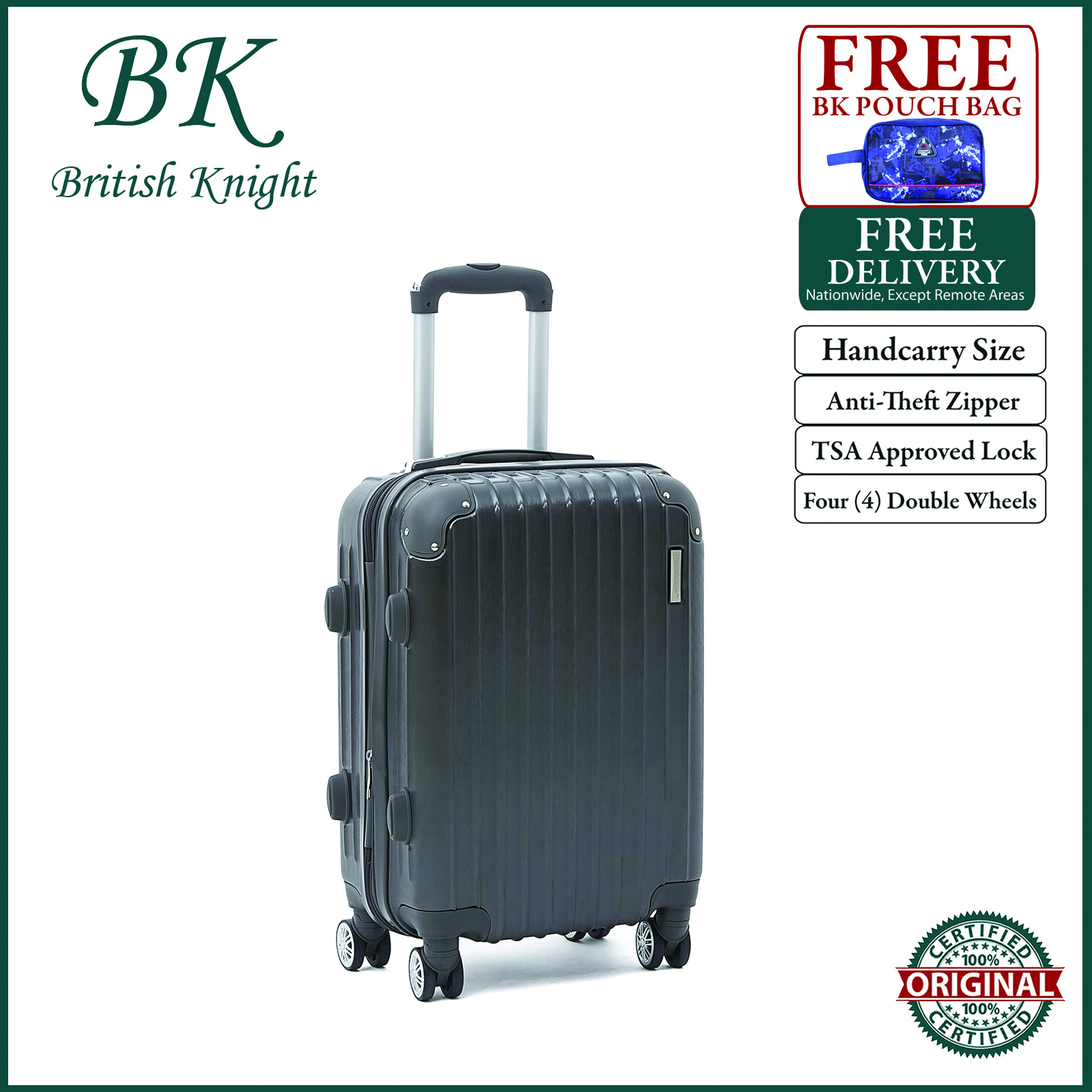 British Knight BHS918ZTE Gray Small (20 Inch) Expandable Luggage with ...