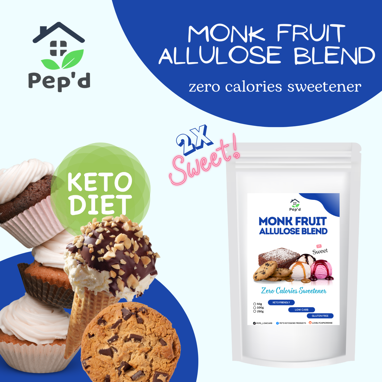 Monk Fruit Allulose Blend Granules - 2x Sweetness | Keto - Friendly by ...