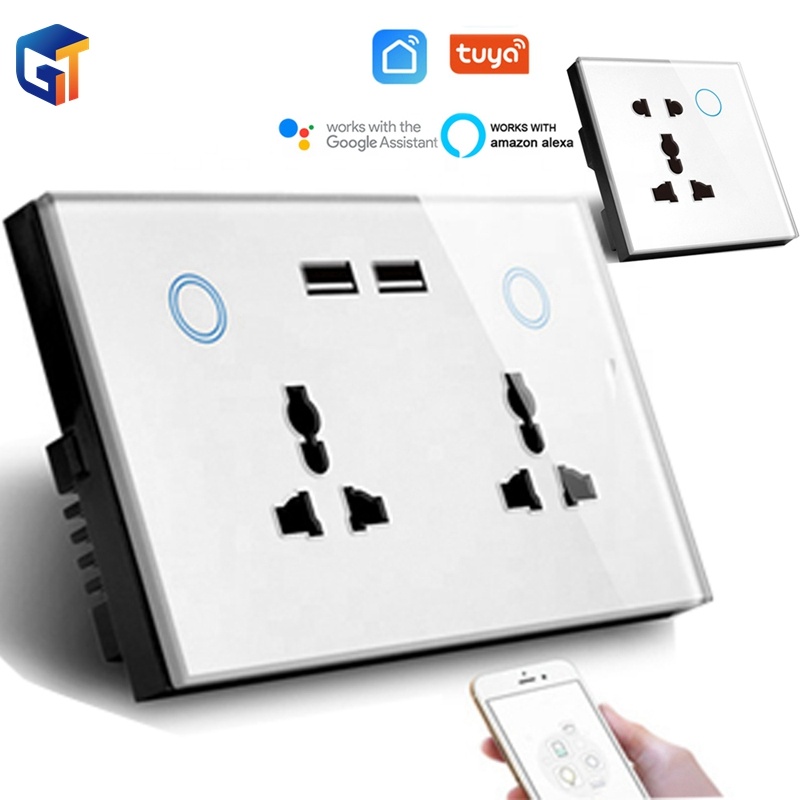 G-Tech plus Smart Socket and Switches Tuya Wifi UK EU Enclosure Alexa Touch Panel Wall Switch ...