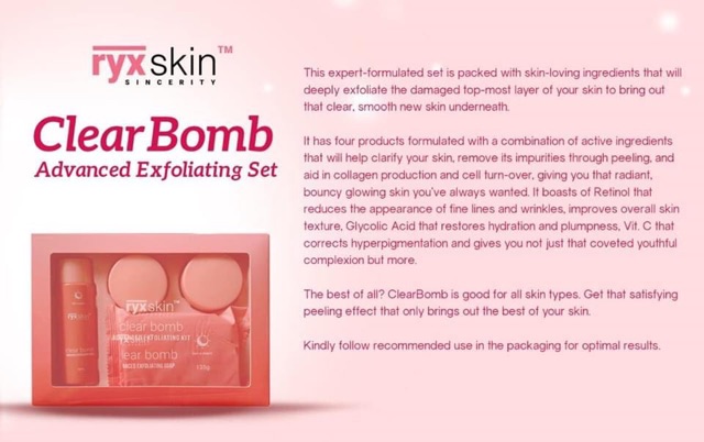 RicaRich - RYX SKIN CLEAR BOMB ADVANCED EXFOLIATING KIT | Lazada PH