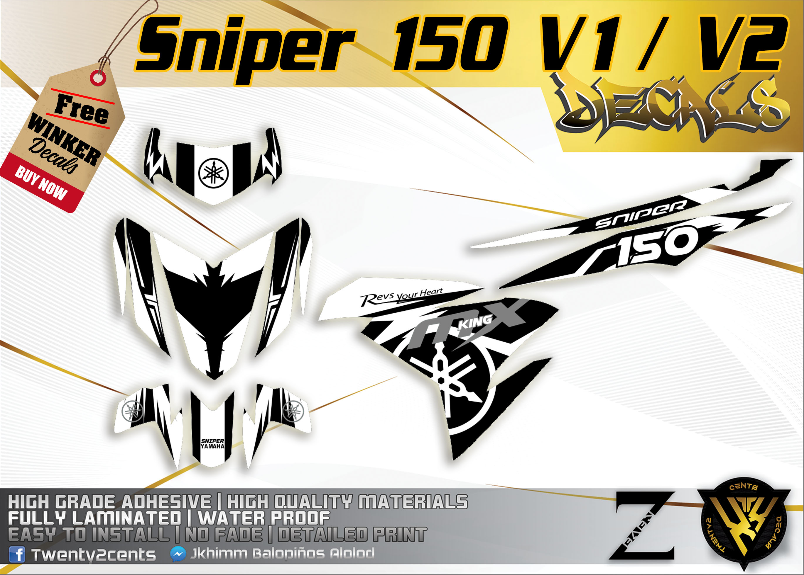 Yamaha Sniper 150 v1 / v2 High-Quality Decals and Stickers | Lazada PH