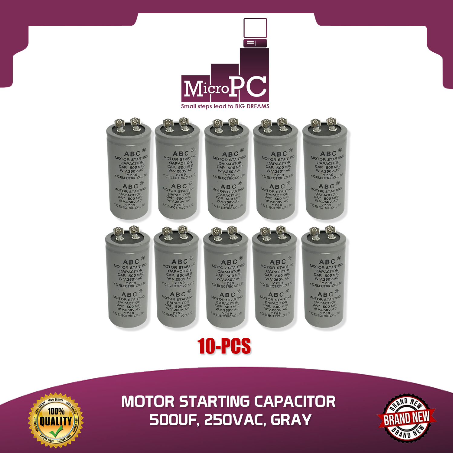 MOTOR STARTING CAPACITOR 500UF, 250VAC, GRAY | Lazada PH