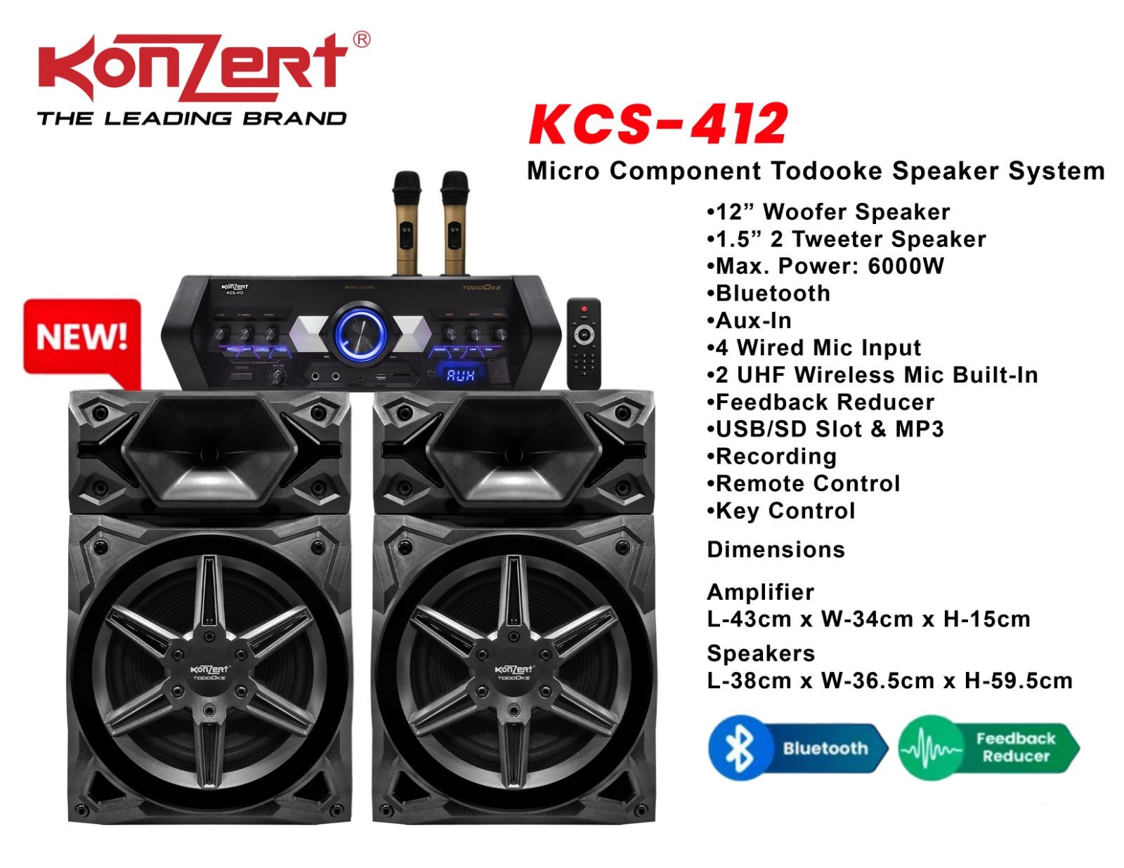 Konzert KCS-412 6000W PMPO Micro Component Todooke Speaker System ...