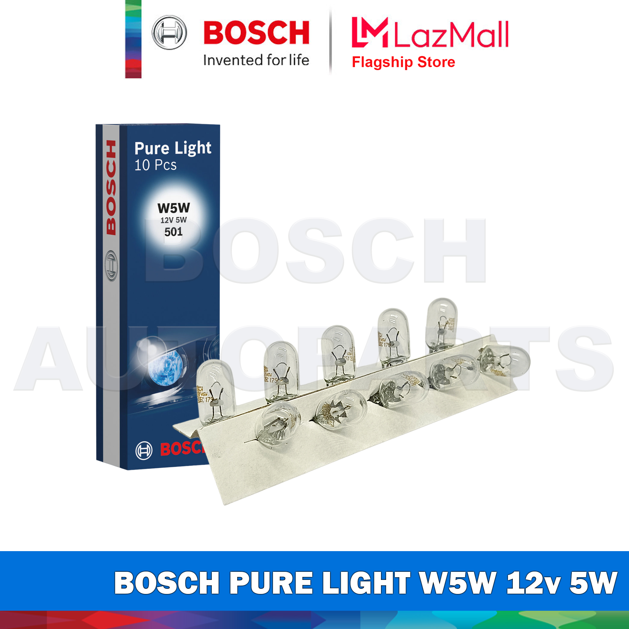 BOSCH PURE LIGHT W5W 12v, 5W BULB BUNDLE OF 10PCS Miniature Standard (W2,1x9,5d) | Lazada PH
