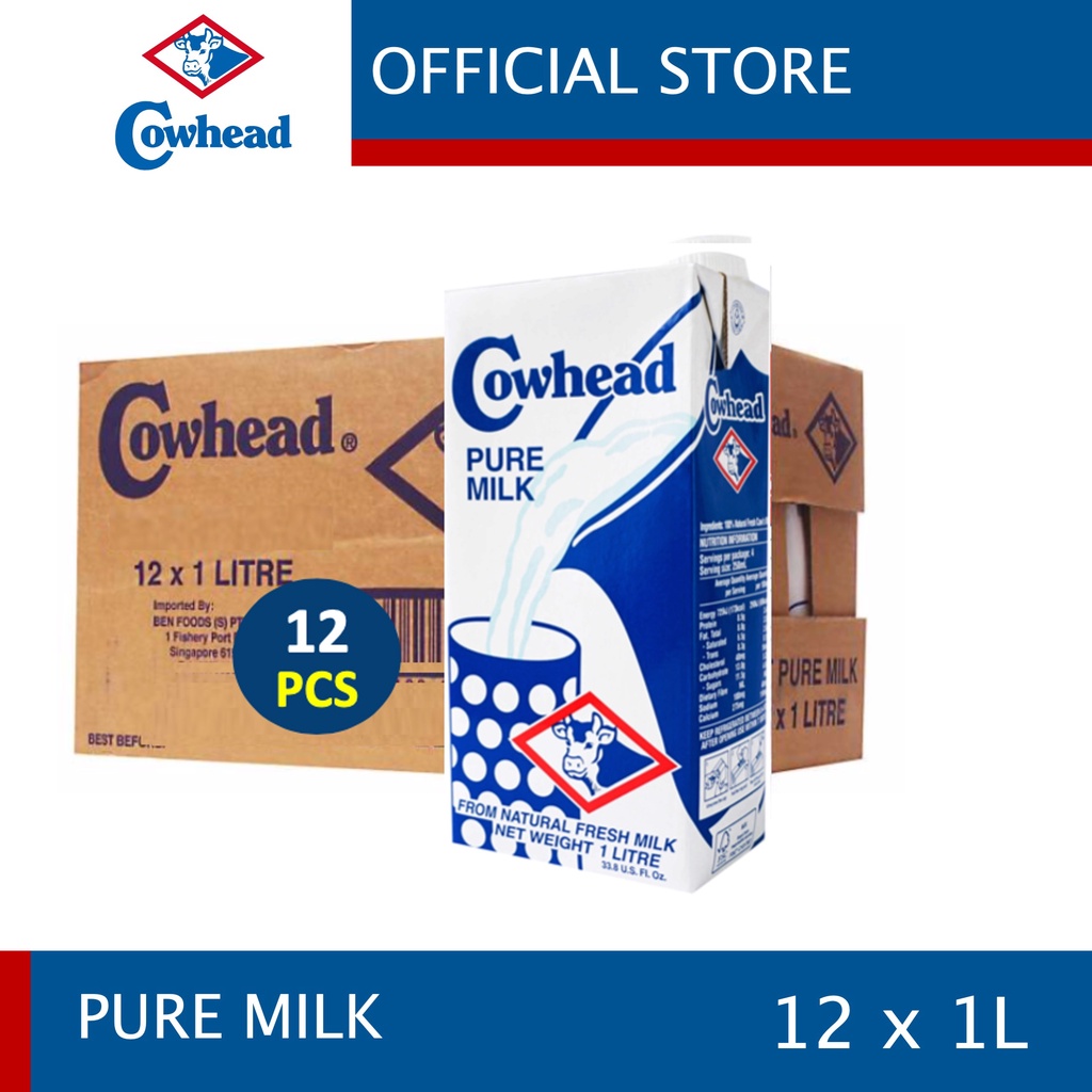 Cowhead Fresh Pure Milk 1L ( Case of 12) [Cowhead - Fresh Milk - Full ...