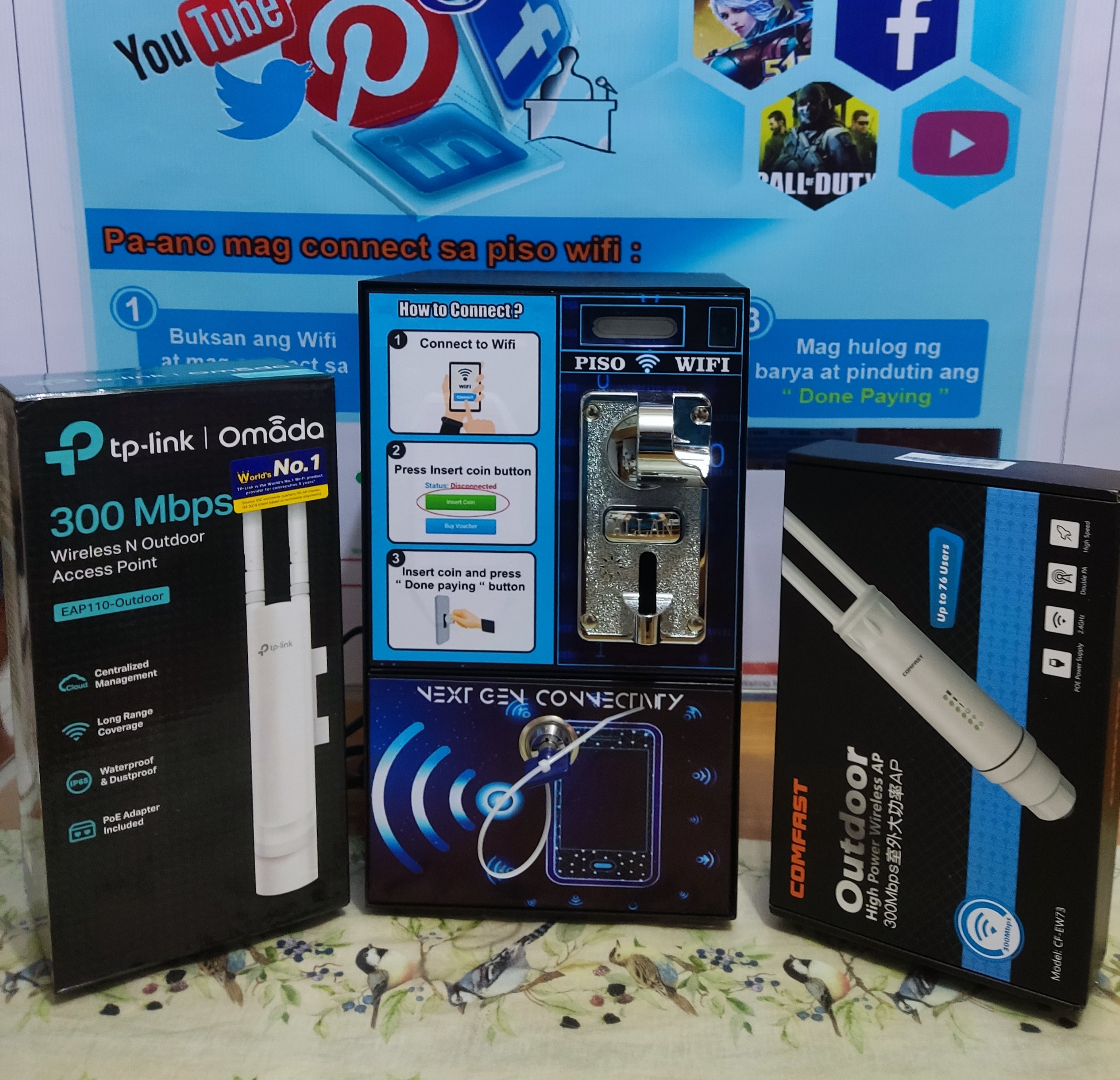 Piso WiFi Vending Machine Metal Case With TP Link Eap 110 And Comfast