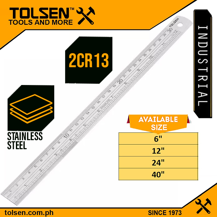 Tolsen Stainless Steel Ruler w/ Conversion Chart (6" | 12" | 24" | 40 ...