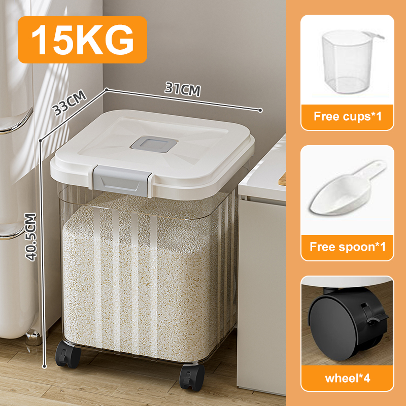 25KG Rice Dispenser Rice Box Storage with Cup Food Storage Container ...