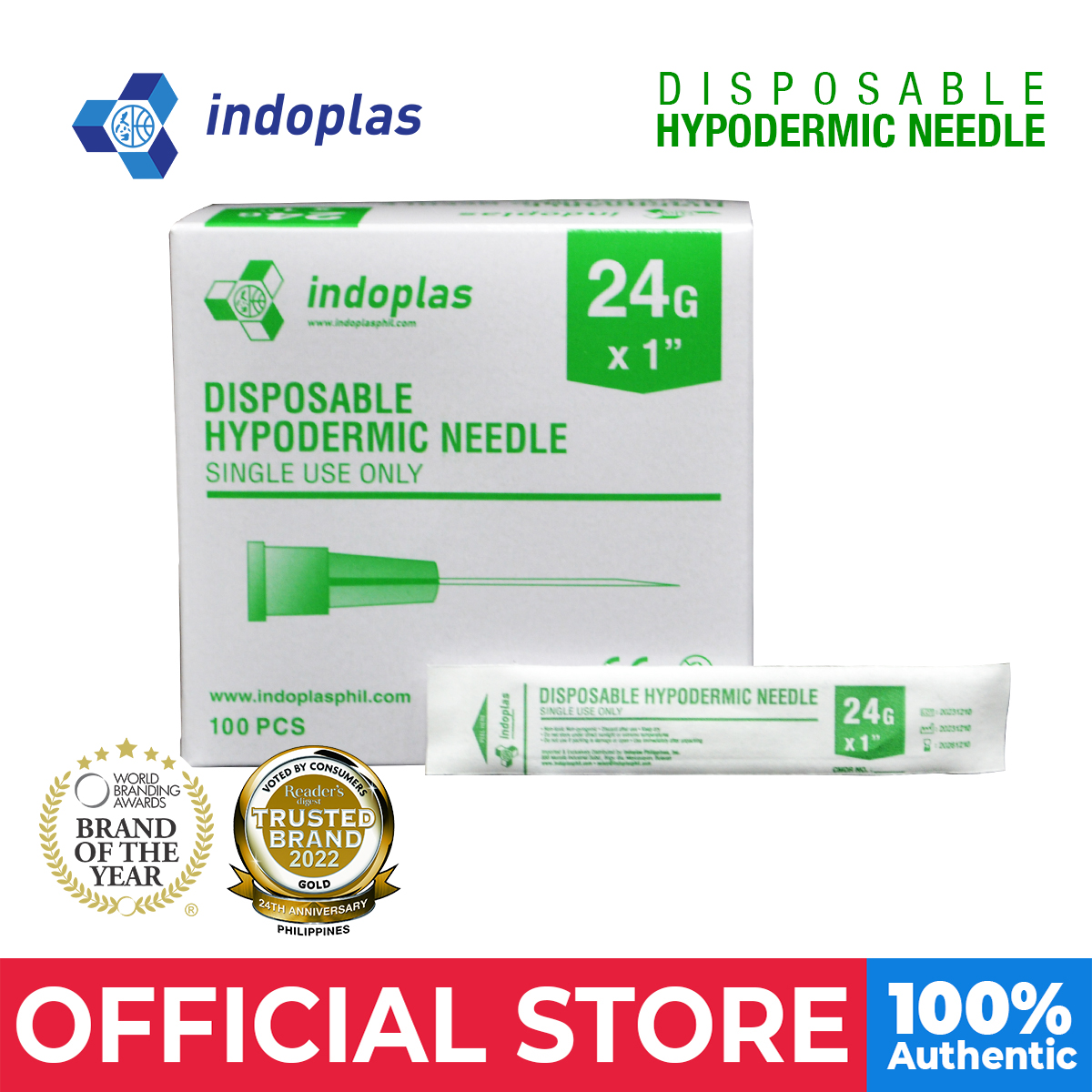 Indoplas Disposable Hypodermic Needle 24G x 1" Box of 100 | Lazada PH