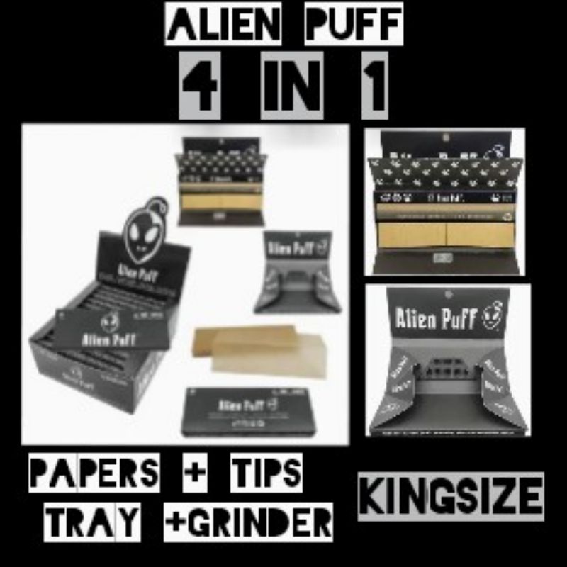 ALIEN PUFF 4 IN 1*PAPERS+TIPS+TRAY+GRINDER***FRESH FROM U.K ...