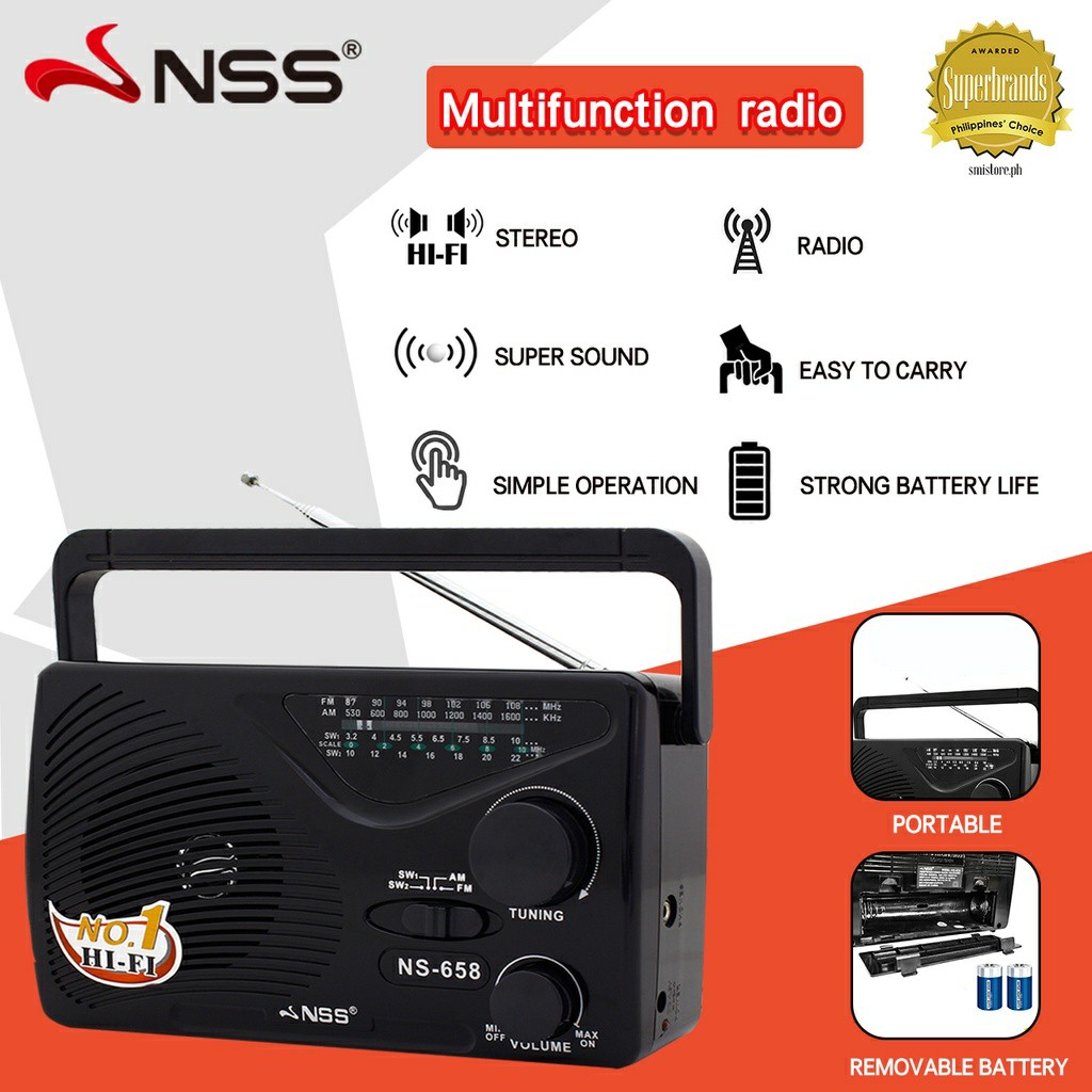 NSS Portable Electric Radio Speaker Hi-Fi Super Sound Fm/Am/Sw 4Band Ac ...