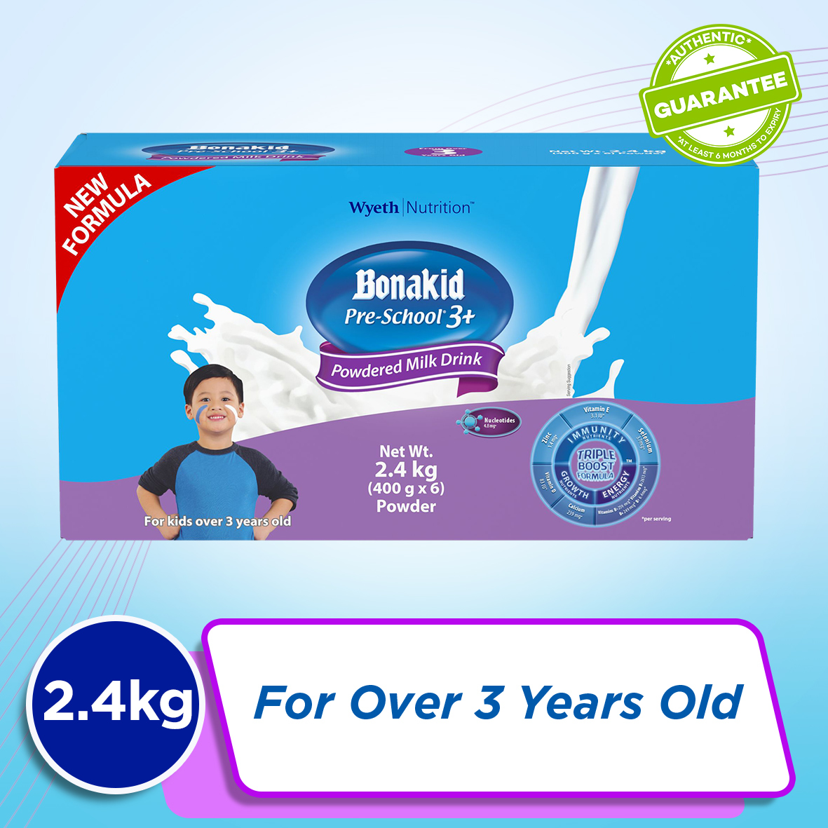 Wyeth® BONAKID PRE-SCHOOL® 3+ Stage 4 Powdered Milk Drink for Children Over 3 Years Old, Sachet ...
