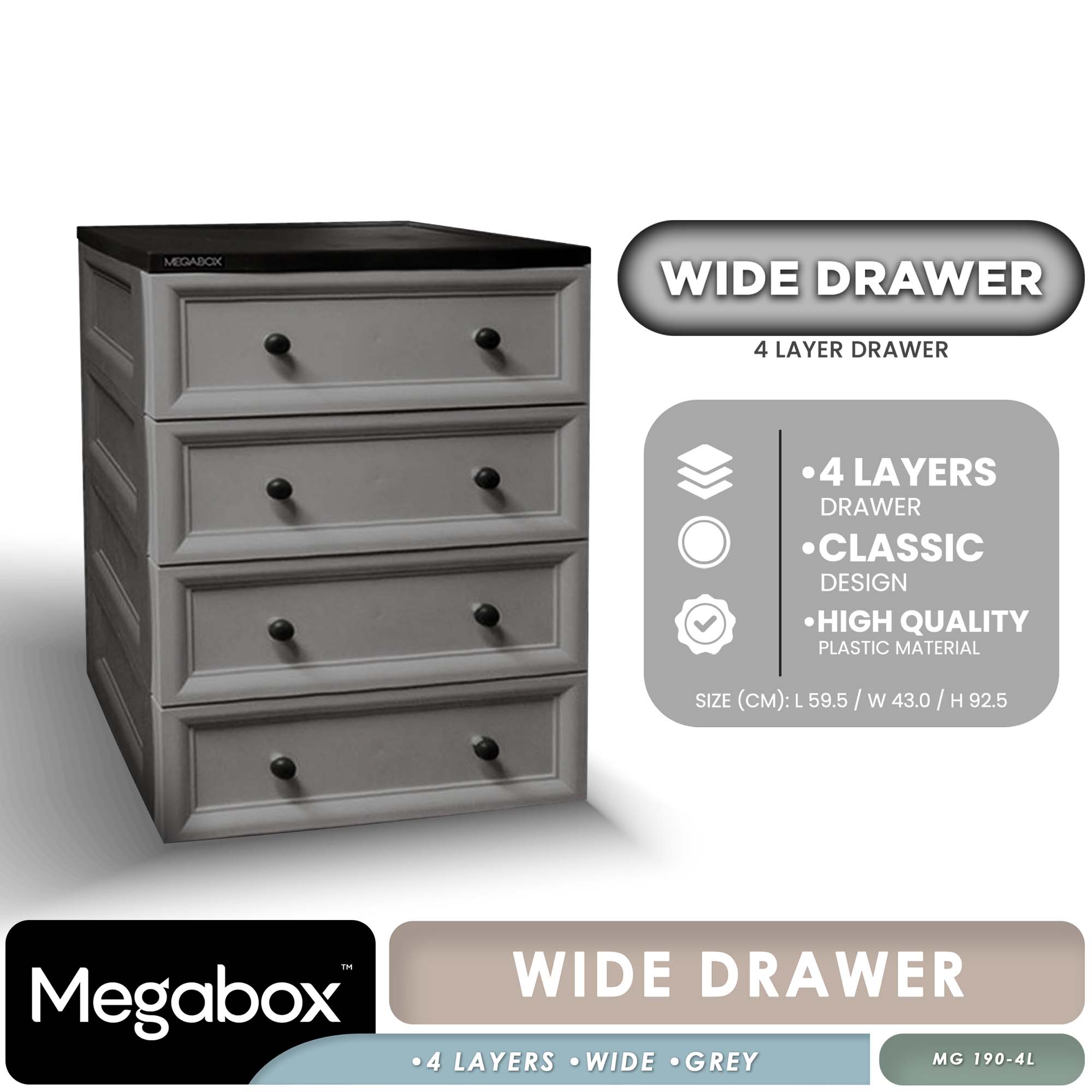 Megabox MG 190 Elegant Drawer 4 Layers / 5 Layers | Lazada PH