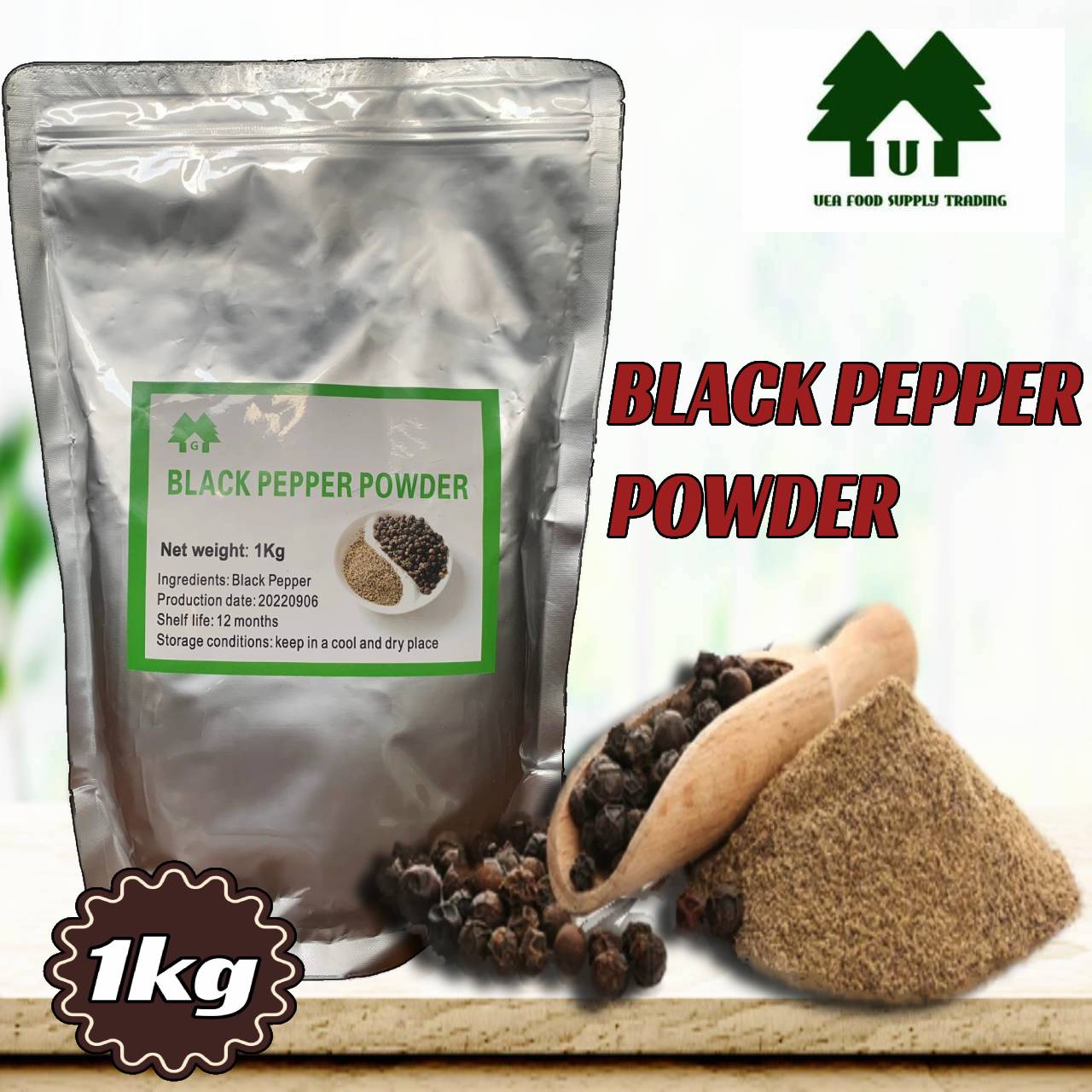 black pepper powder 1kg / 250g per pack with already ZIPLOCK at the top ...