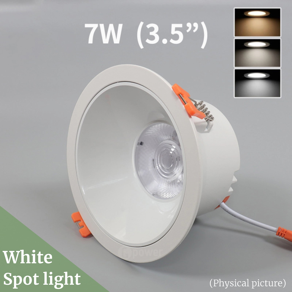 GPower LED Anti Glare PinLight 7W Spotlight 3 Color Recessed Round ...