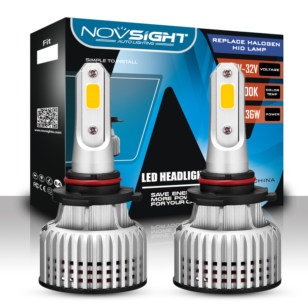 Novsight N12Y 72W 10000LM LED Car Headlight Foglamp H4 H3 H1 H7 H11 9005 HB3 9006 HB4 3000K ...