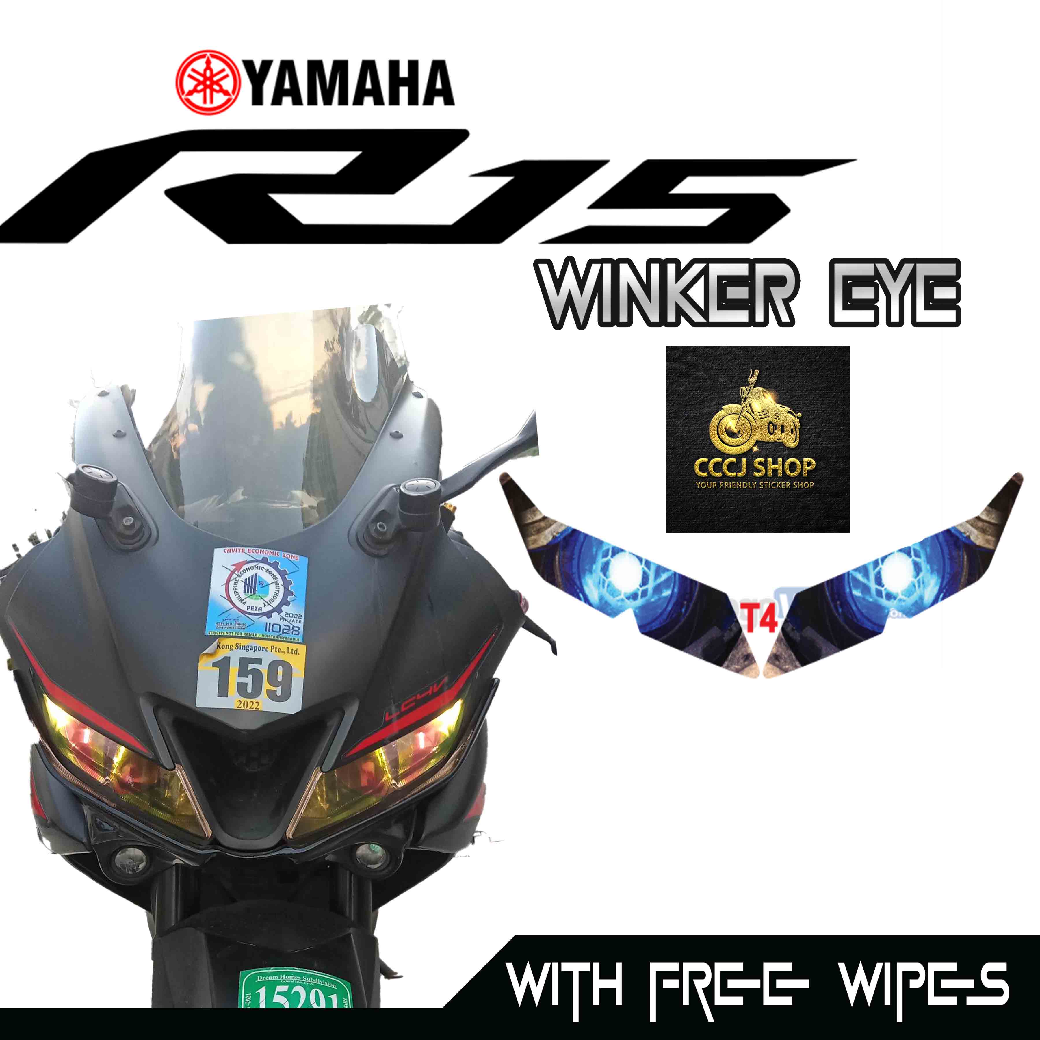 YAMAHA R15 WINKER EYE STICKER/ TRANSPARENT/TRANSLUCENT VINYL LAMINATED ...