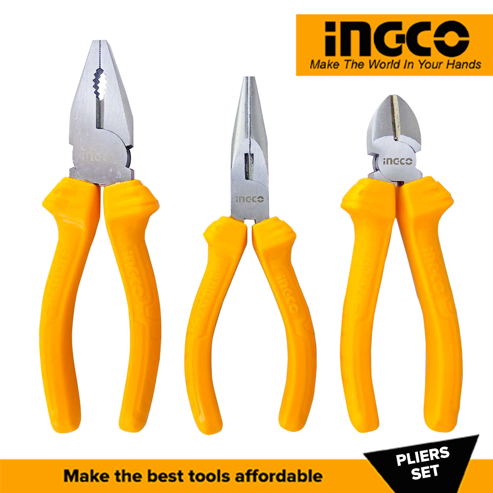 INGCO 3pcs Pliers Set CR-V ( Combination / Diagonal / Long Nose ) SUPER ...