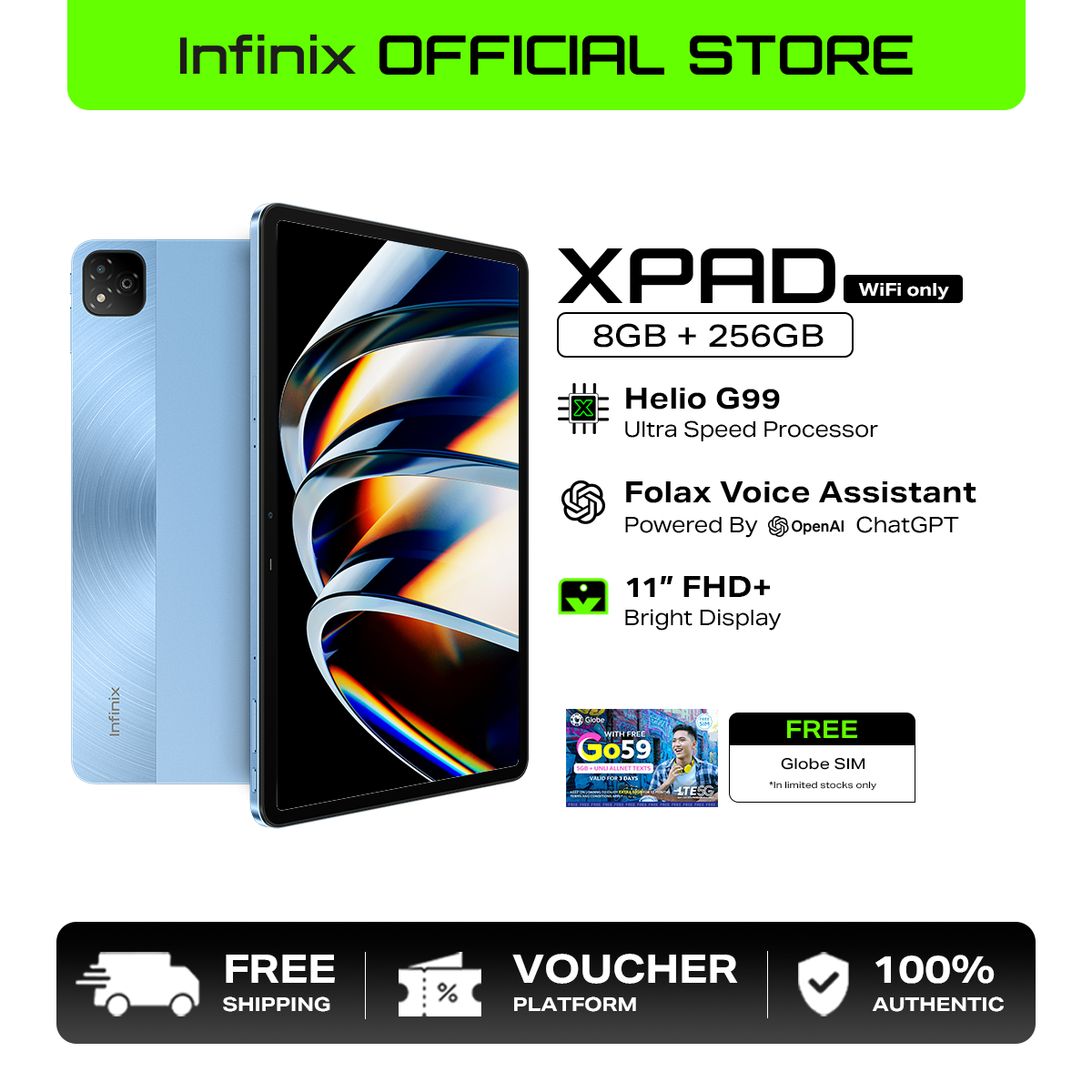 Infinix XPAD 4G LTE+ WiFi, 8+256, Helio G99, 11"FHD+ Bright Display, (1 ...