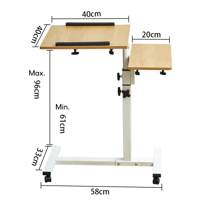 Adjustable height and angle Foldable work table Nightstand with 4 brake ...