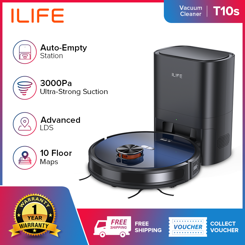 ILIFE T10s Robot Vacuum Cleaner with Dust Collection Base Station Laser ...