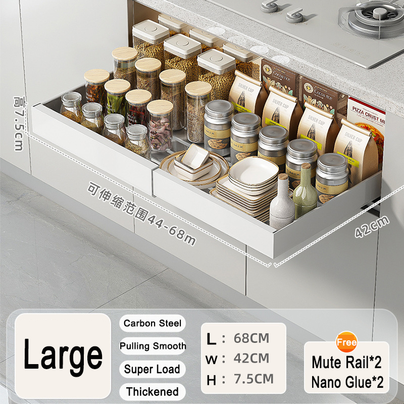 Retractable Kitchen Cabinet Drawer Pull Out Basket Under Sink Organizer ...