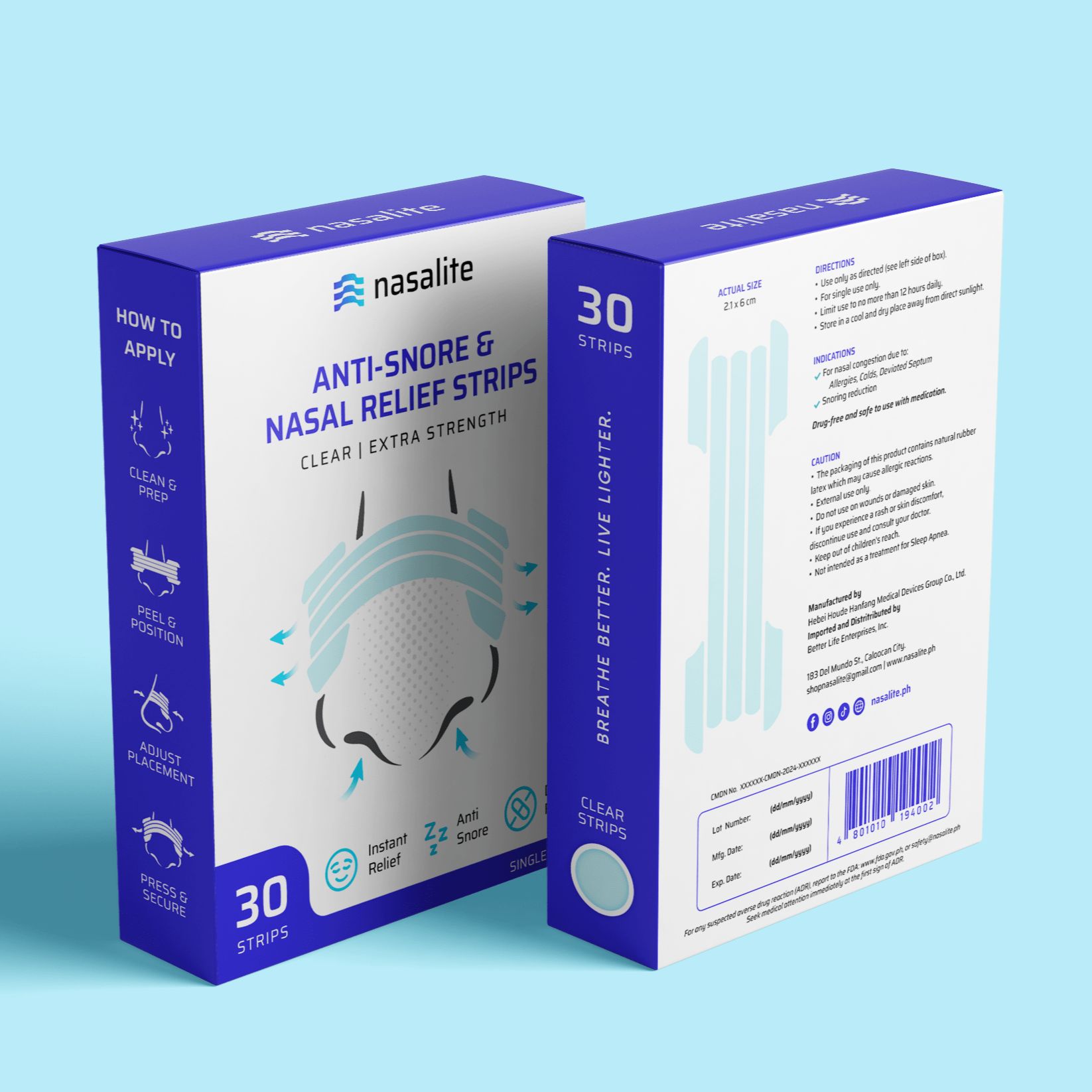 Nasalite Nasal Strips - Drug-Free Anti-snoring Solution & Instant Nasal ...
